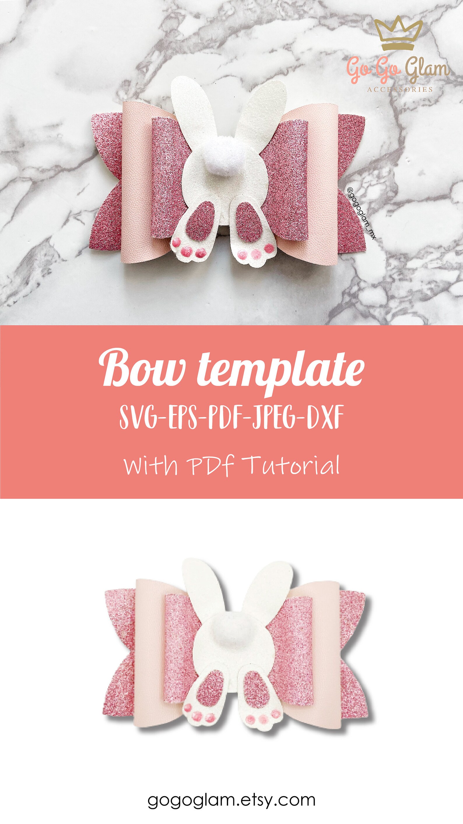 Easter Svg Bow Bunny Svg Bow Bunny Bow Template Diy Bunny | Etsy