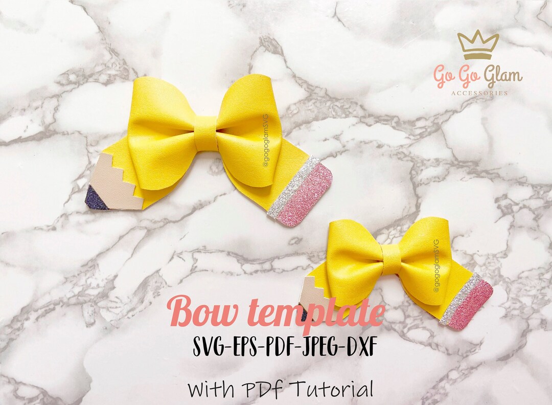 Back to School Bow, Pencil Girl Bow Svg, School Bow Template Cricut ...