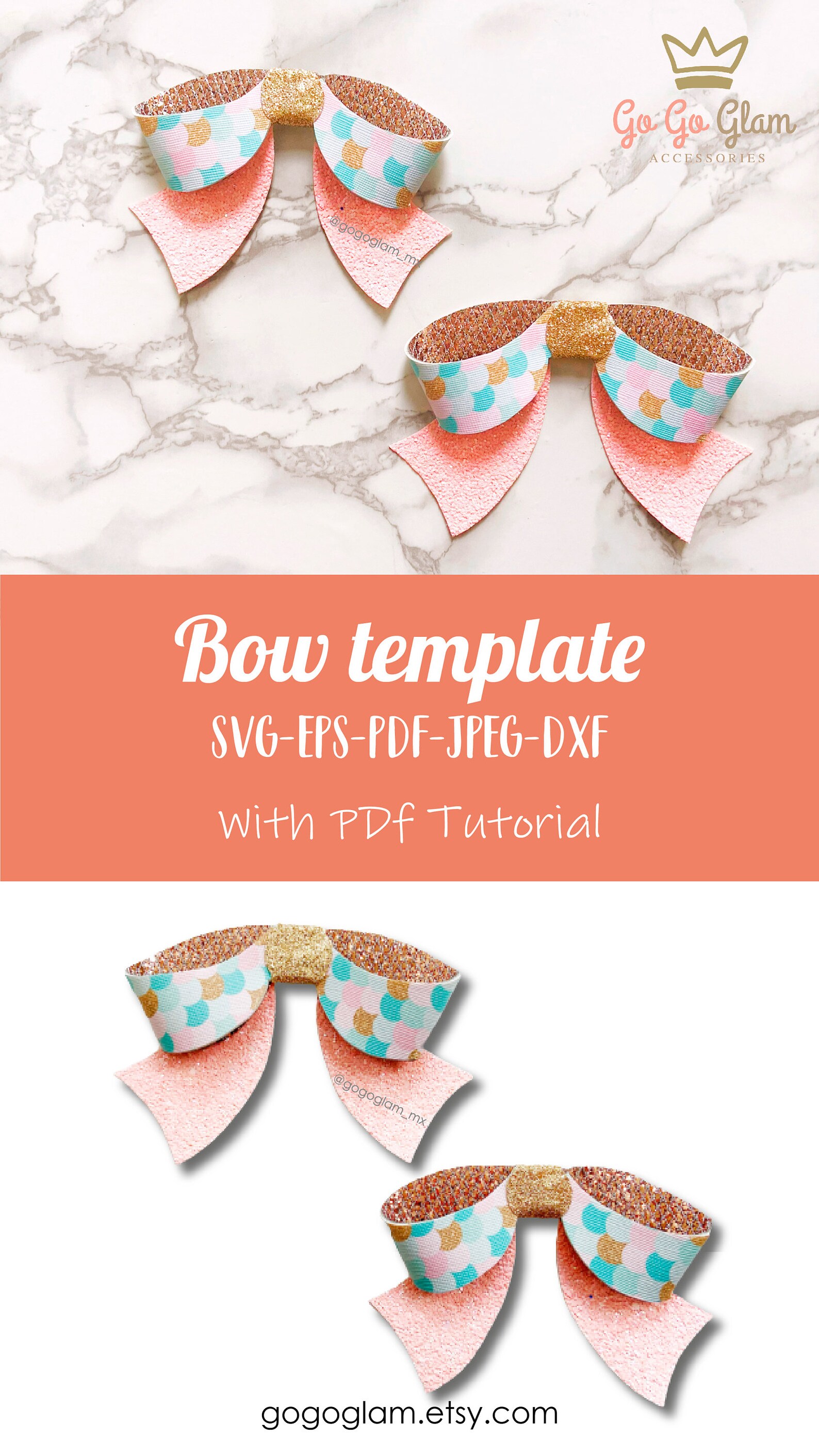 Pattern Bow Template Svg Bow File Pdf Bow Bow for Cut | Etsy
