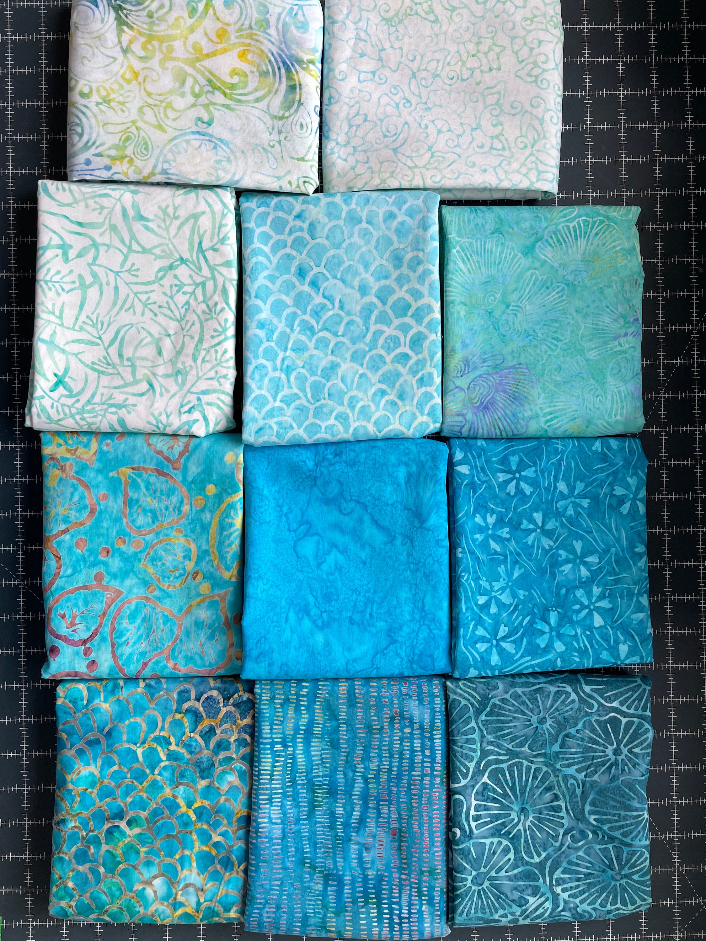 Java Tonga Blue Batiks Bundles by Timeless Treasures Fabrics , Fat ...