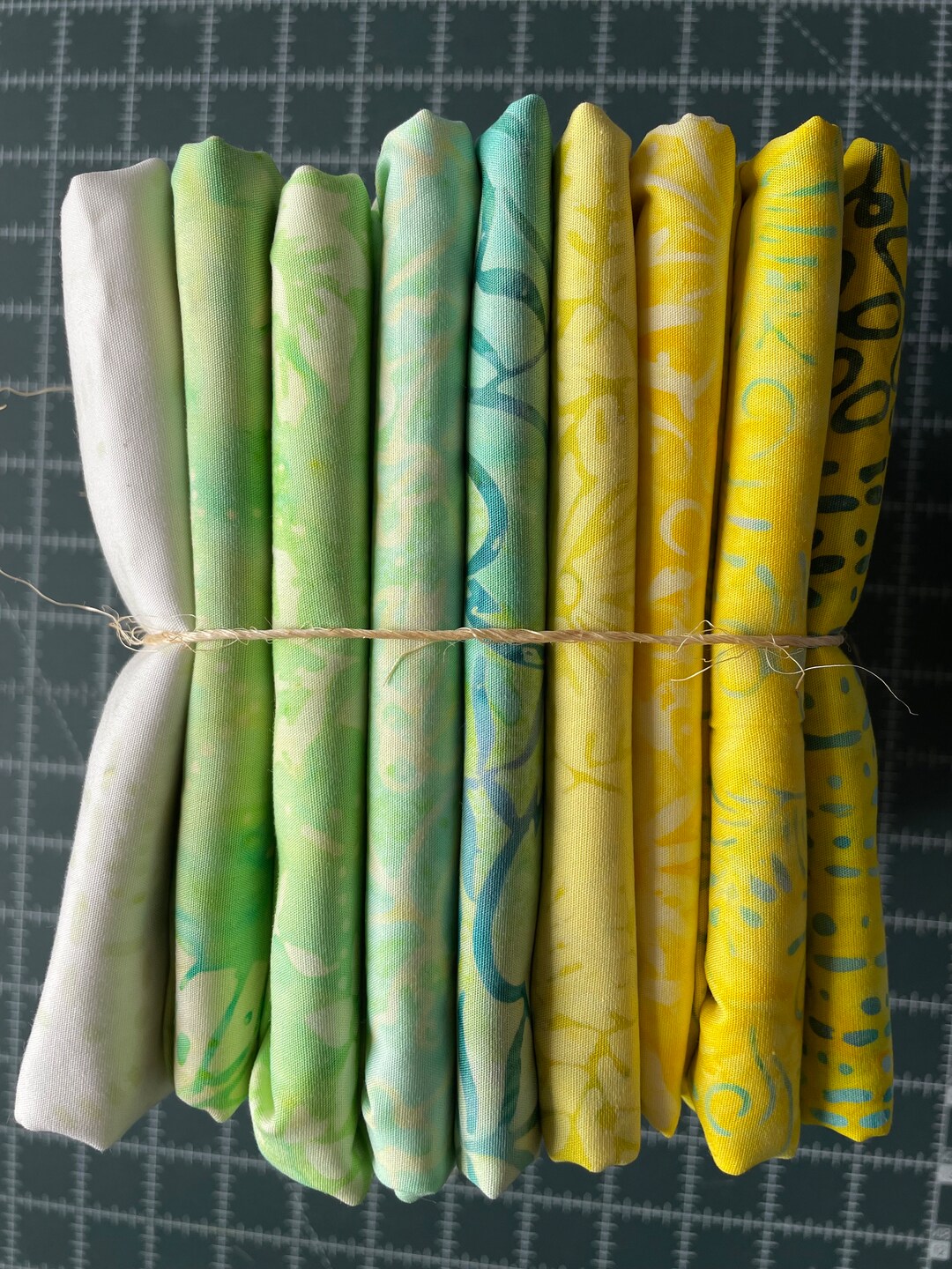 Java Tonga Yellow and Greens Batiks Bundles by Timeless Treasures Fabrics, Fat Quarters, 1/2 ...