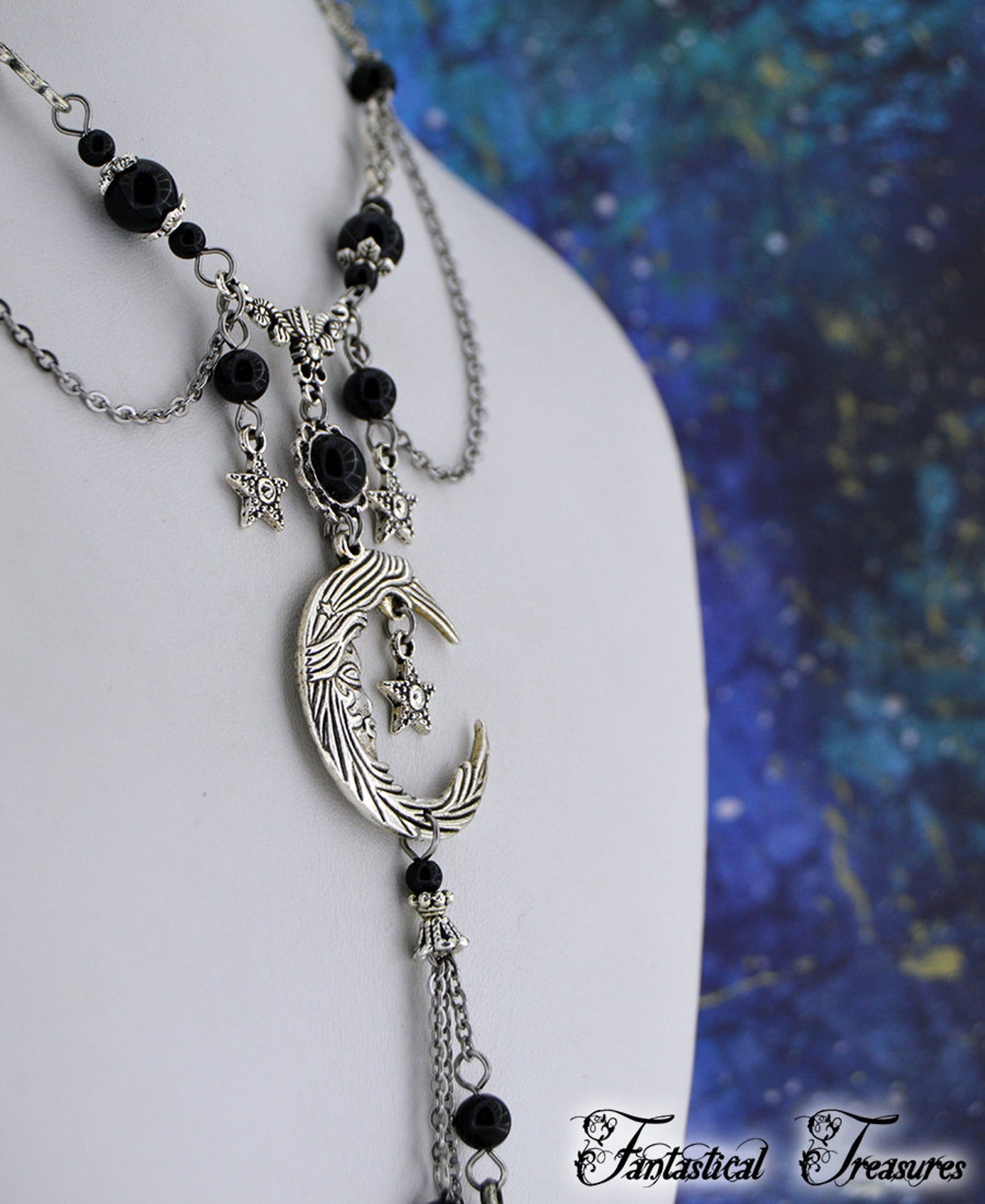 Bella Luna Moon Necklace Bohemian Moon Necklace Onyx Moon - Etsy