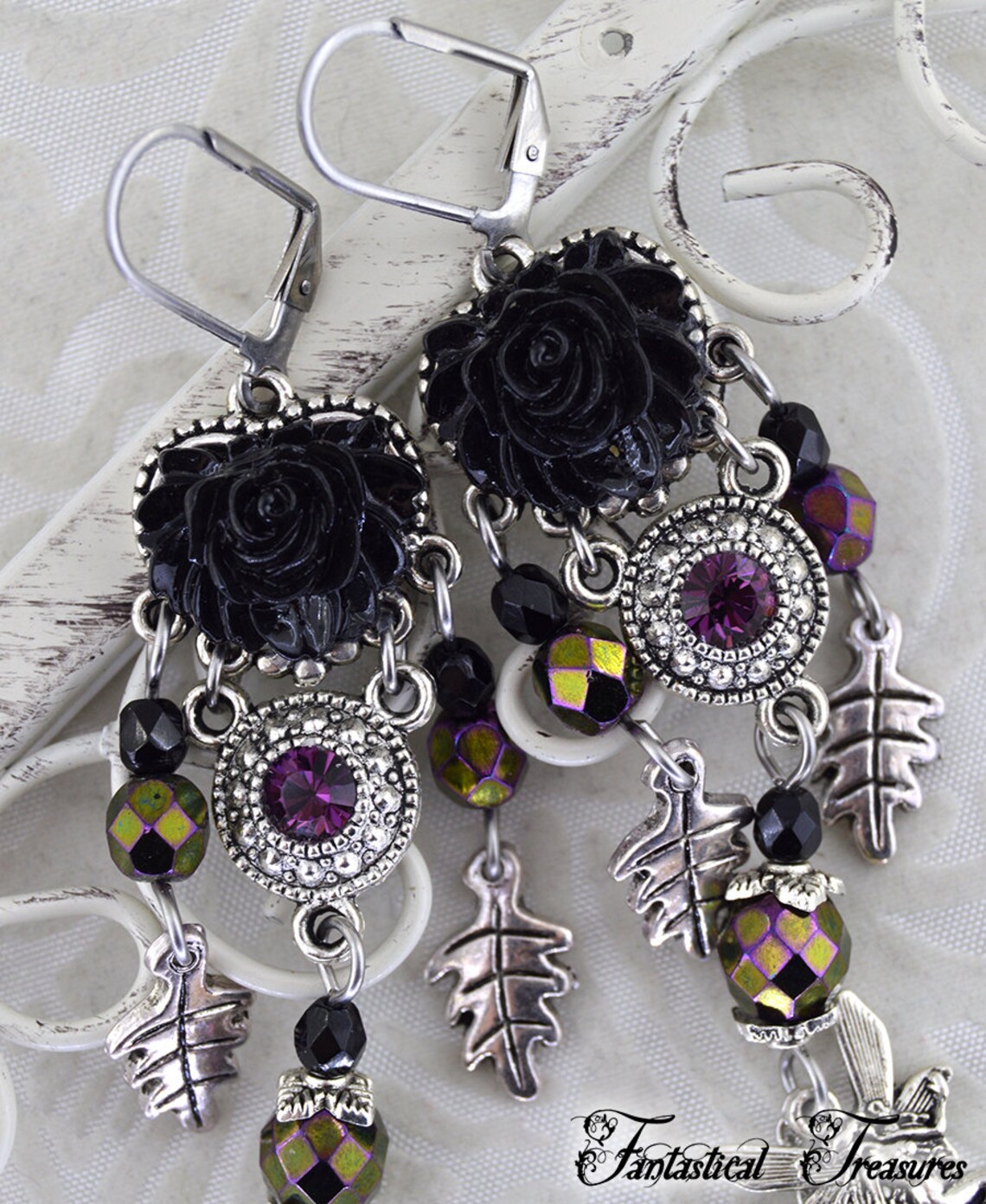 Fantasy Fairy Earrings | Fae Queen | Long Fantasy Earrings, Black Rose ...