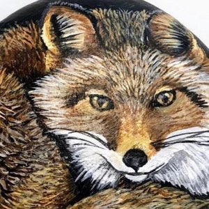 Fox Painted Rock, Wildlife Art Stone, Fox Painted on Stone, Wildlife ...