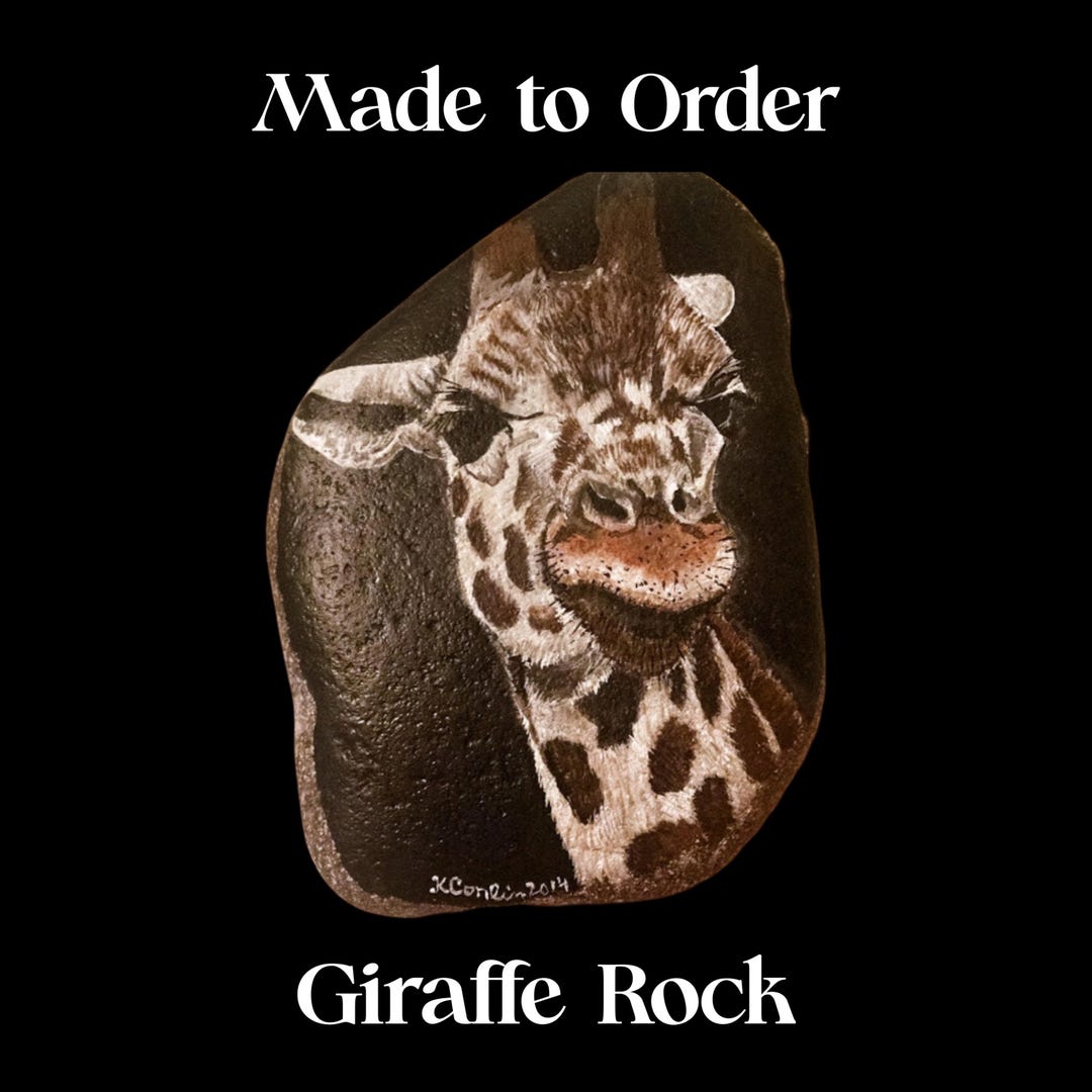 Hand Painted Giraffe Rock Art – African Wildlife Decor - Etsy