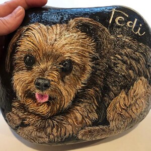Custom Curled up Pet Portrait Rocks, Hand Painted Commissions for Dogs ...