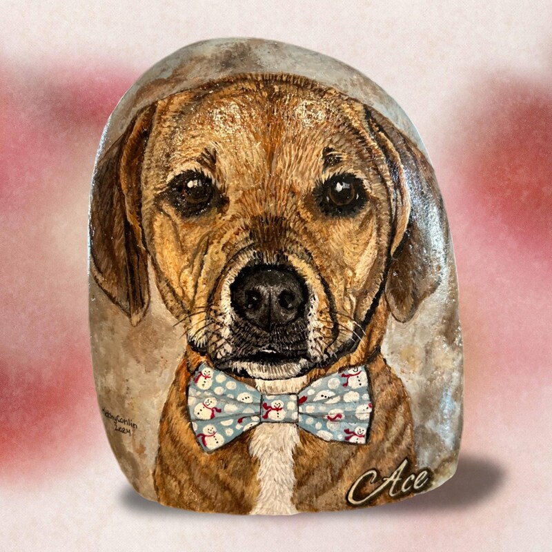 Dog Painting on Rock - Etsy