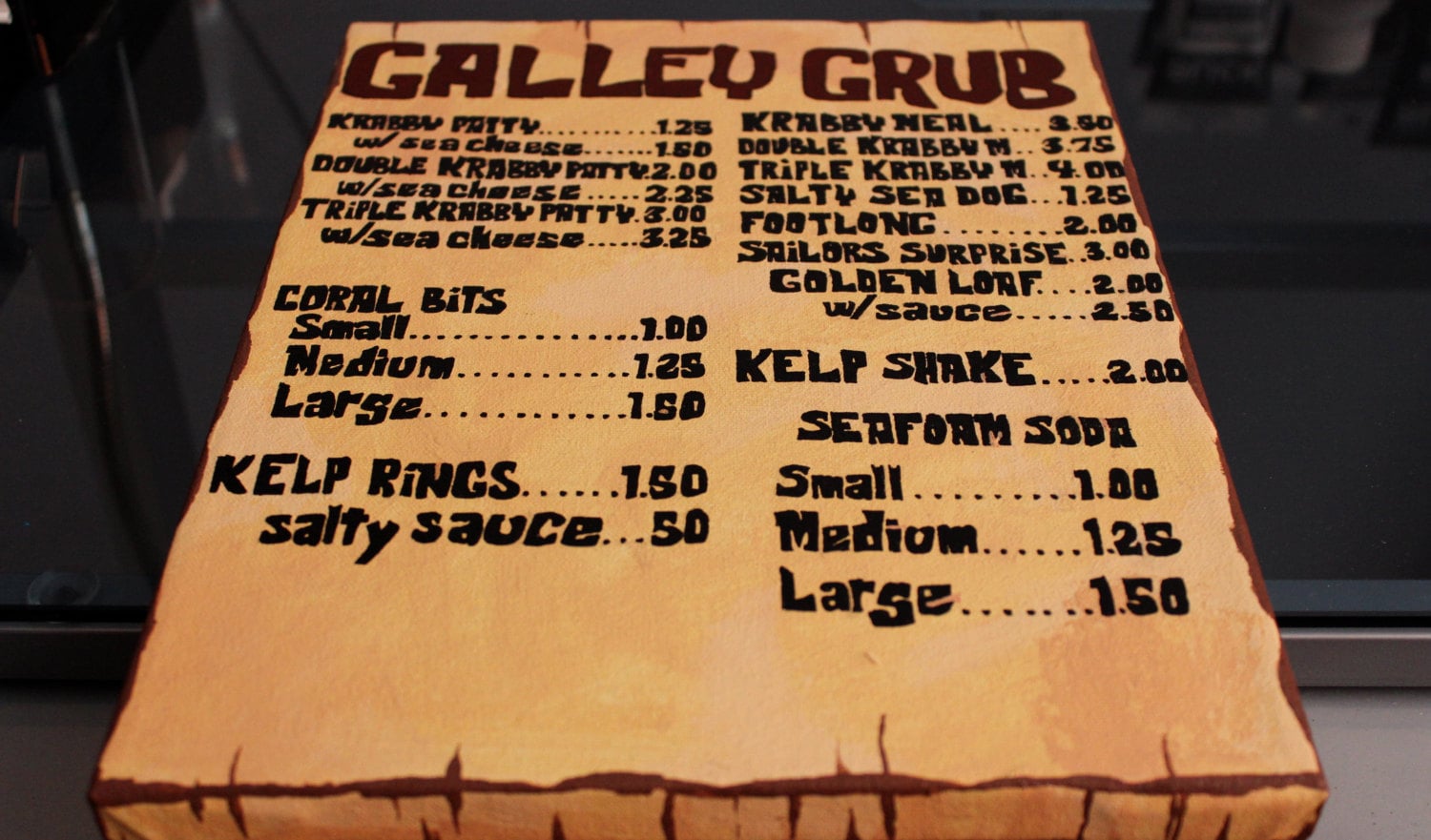 Spongebob Krusty Krab Menu