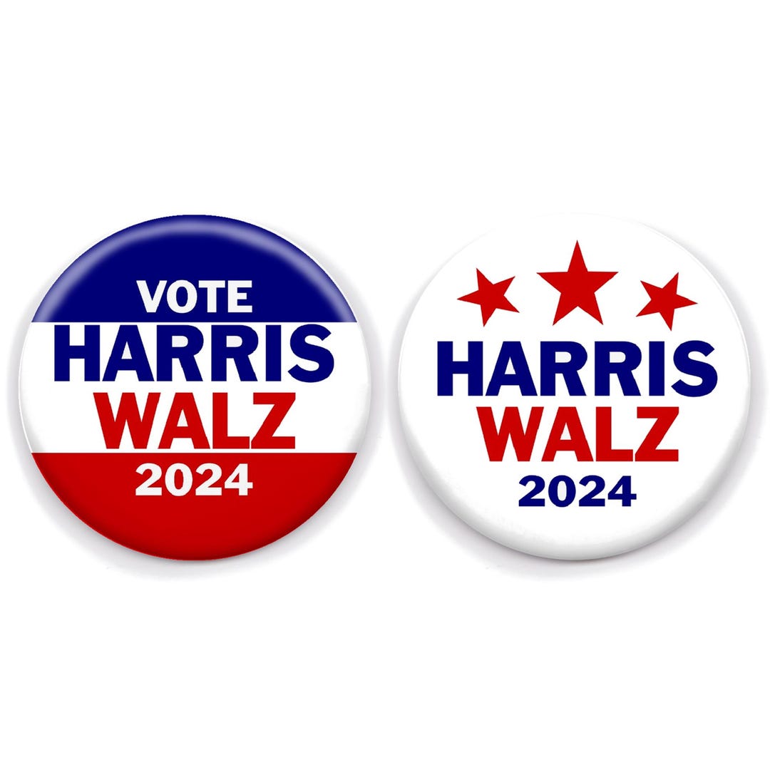 Kamala Harris Tim Walz 2024 Buttons President Election Pin Large 2 1/4 ...