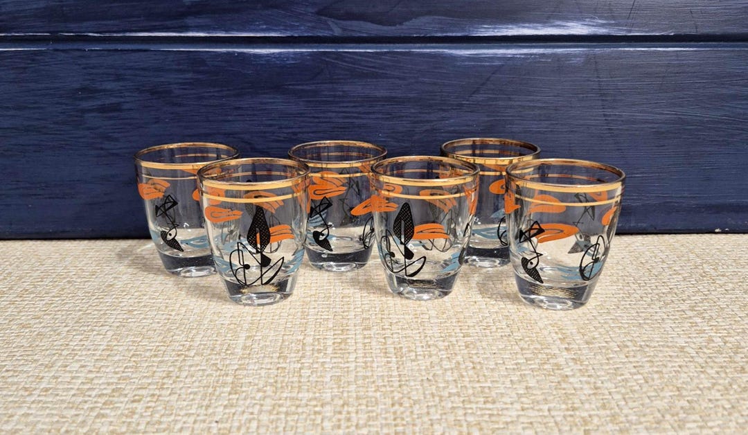 Six Retro Atomic Shot Glasses - Etsy Österreich