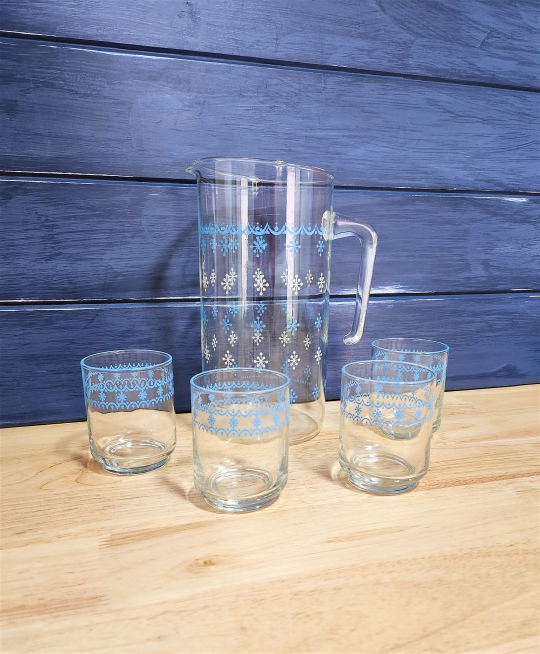 Pyrex Glass Jug Am for Small Glasses Snowflake Garland - Etsy