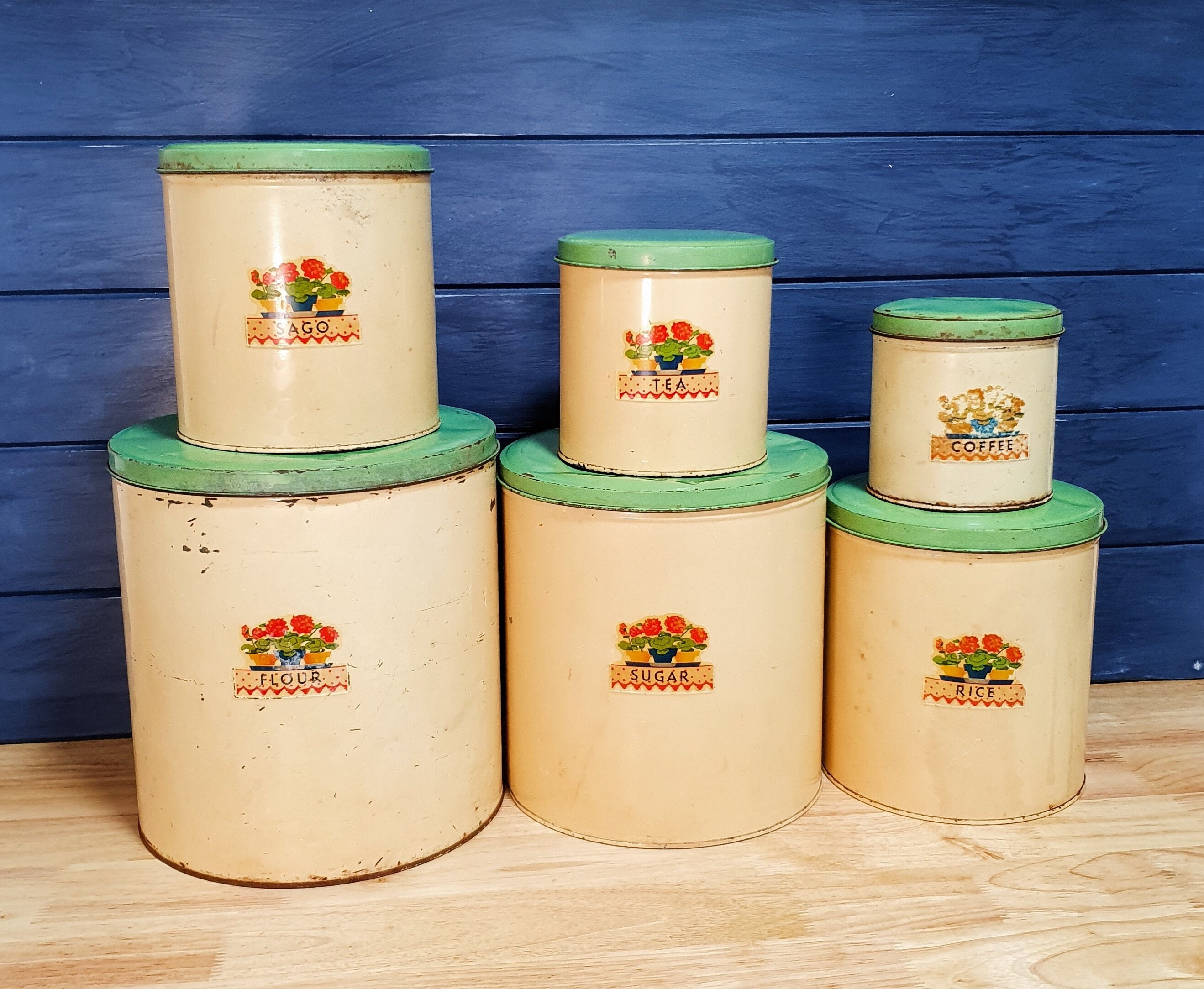Vintage Willow Canister Set of Six - Etsy Australia