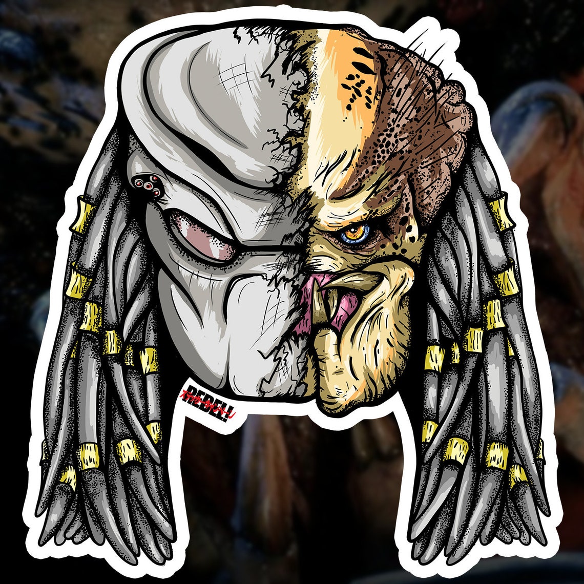 The Predator Split Helmet Die Cut Vinyl Sticker - Etsy