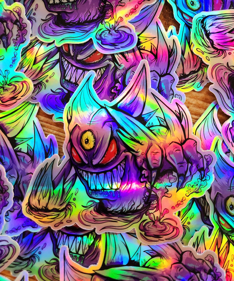 Mega Gengar Holographic Sticker - Etsy
