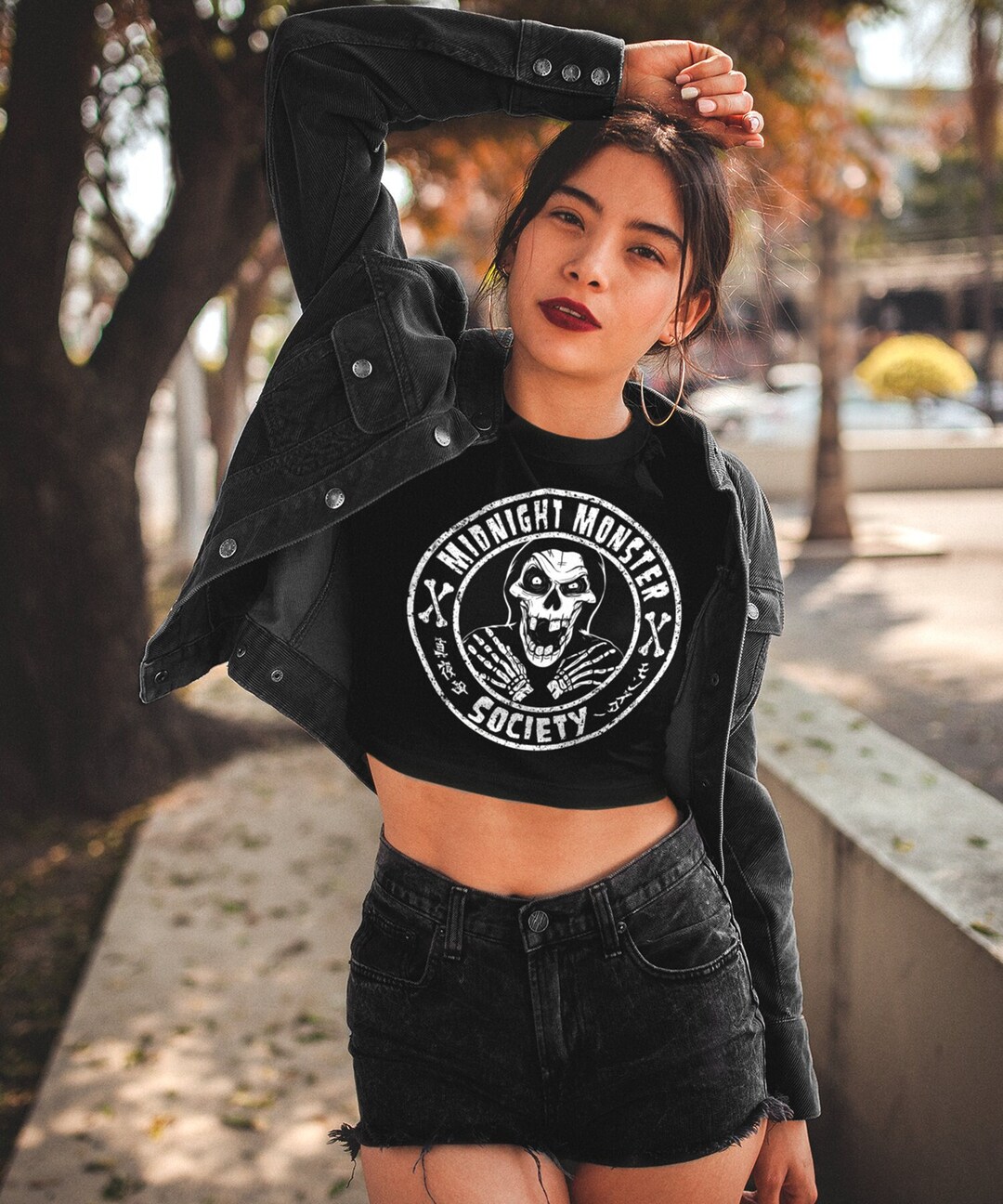 Midnight Monster Society, Skeleton Fiend Crop Top - Etsy