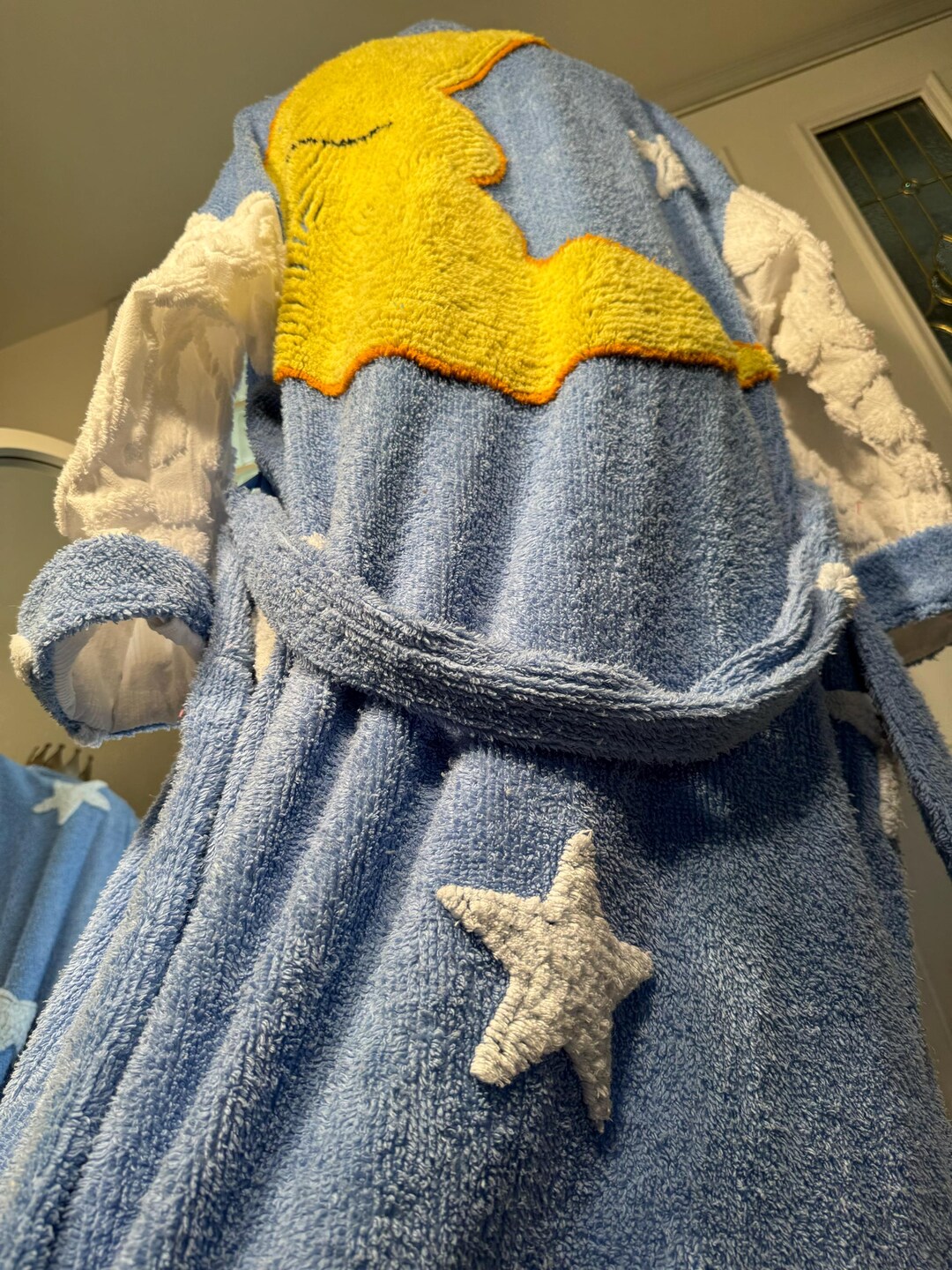 2XL Heavy and Plush “moon and Stars” Vintage Chenille Bathrobe Upcycled ...