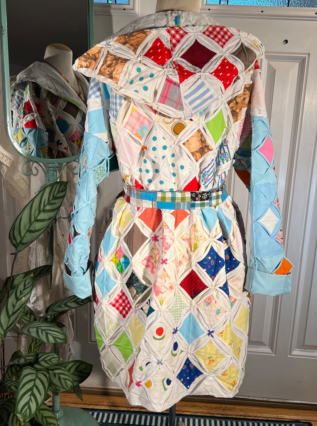 Large Combo ‘cathedral Window’ Patchwork Coat Upcycled From Vintage ...
