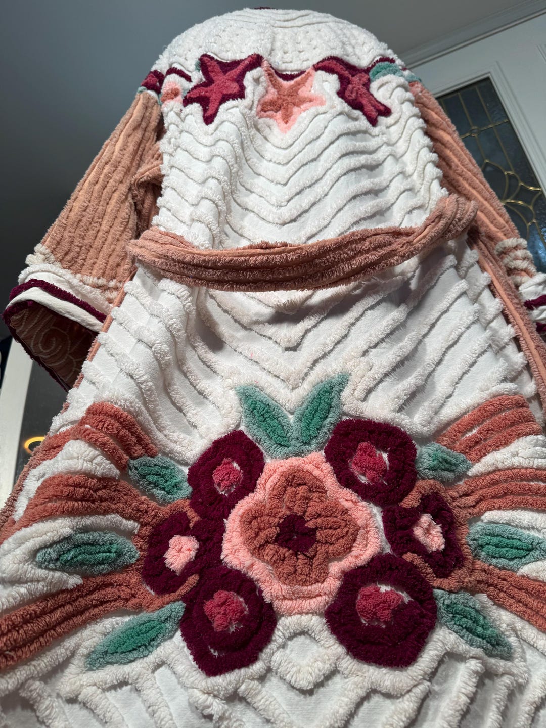 Large Super Plush and Heavy “mermaid Flower Garden” Vintage Chenille ...
