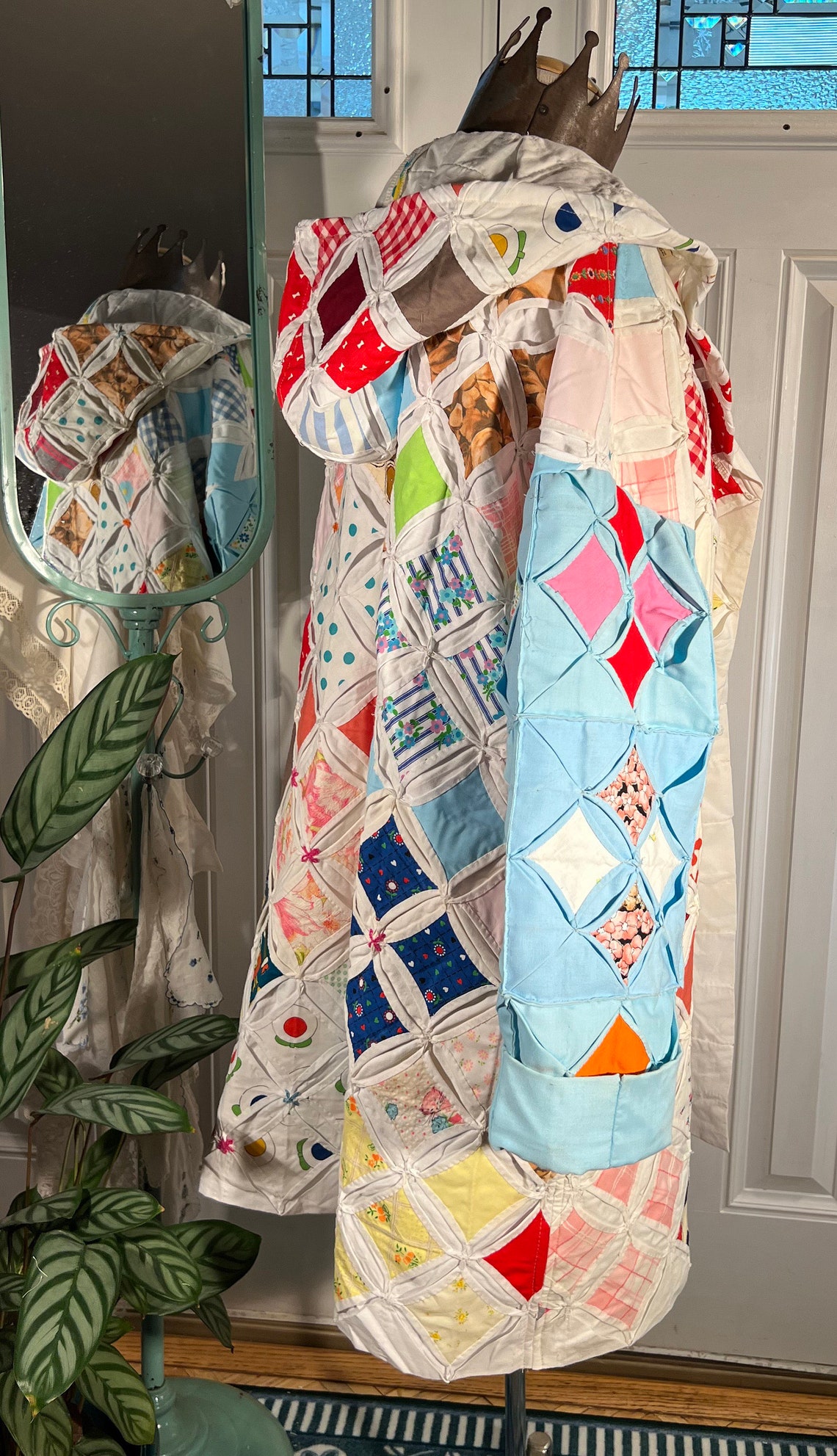 Large Combo ‘cathedral Window’ Patchwork Coat Upcycled From Vintage ...