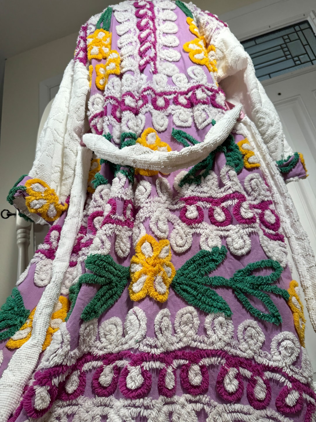 Large Plush and Heavy “plum on Purple Nanny” Vintage Chenille Bathrobe ...
