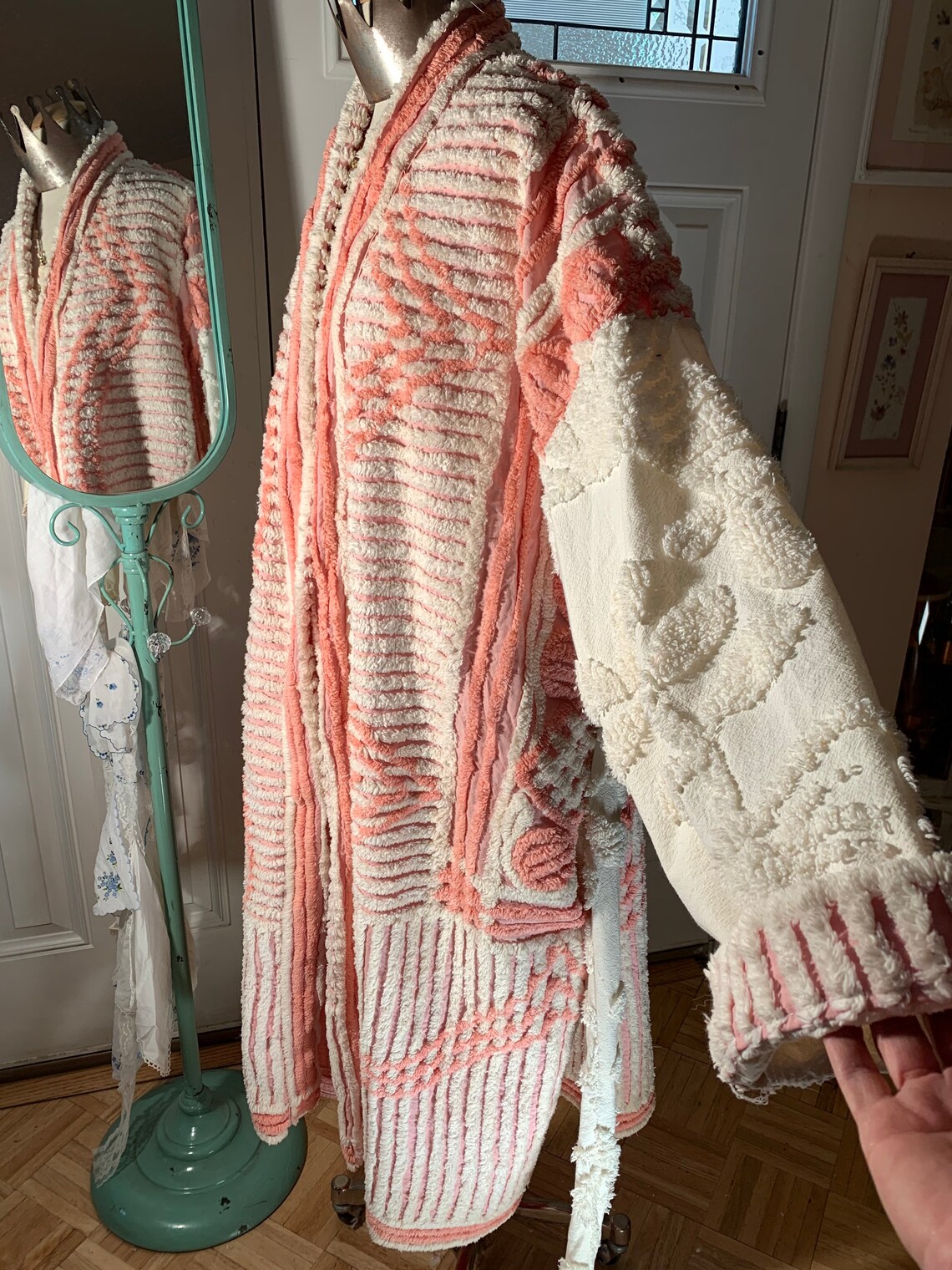 XL Heavy Plush peaches and Whipped Cream Chenille Bathrobe | Etsy