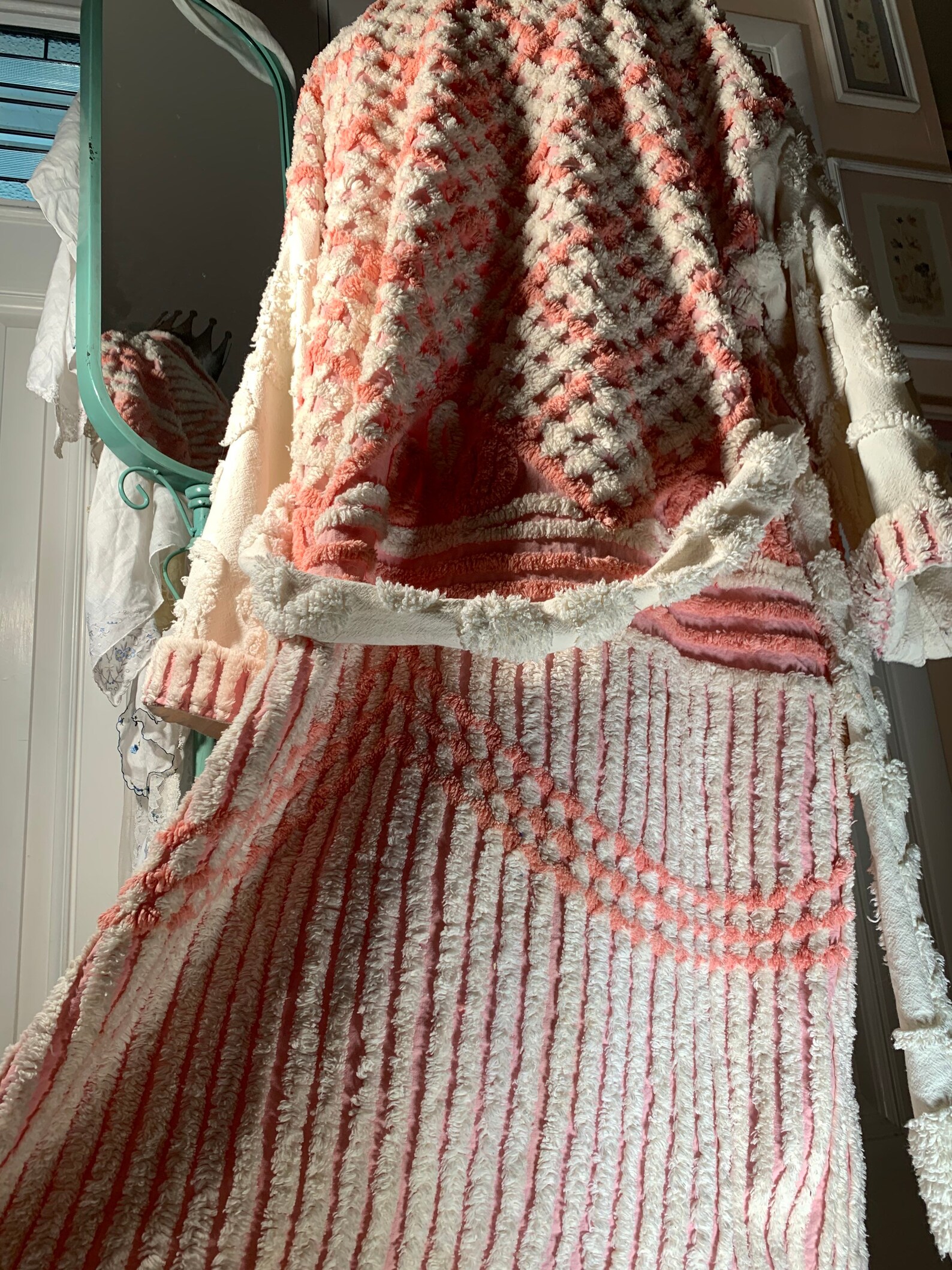 XL Heavy Plush peaches and Whipped Cream Chenille Bathrobe | Etsy