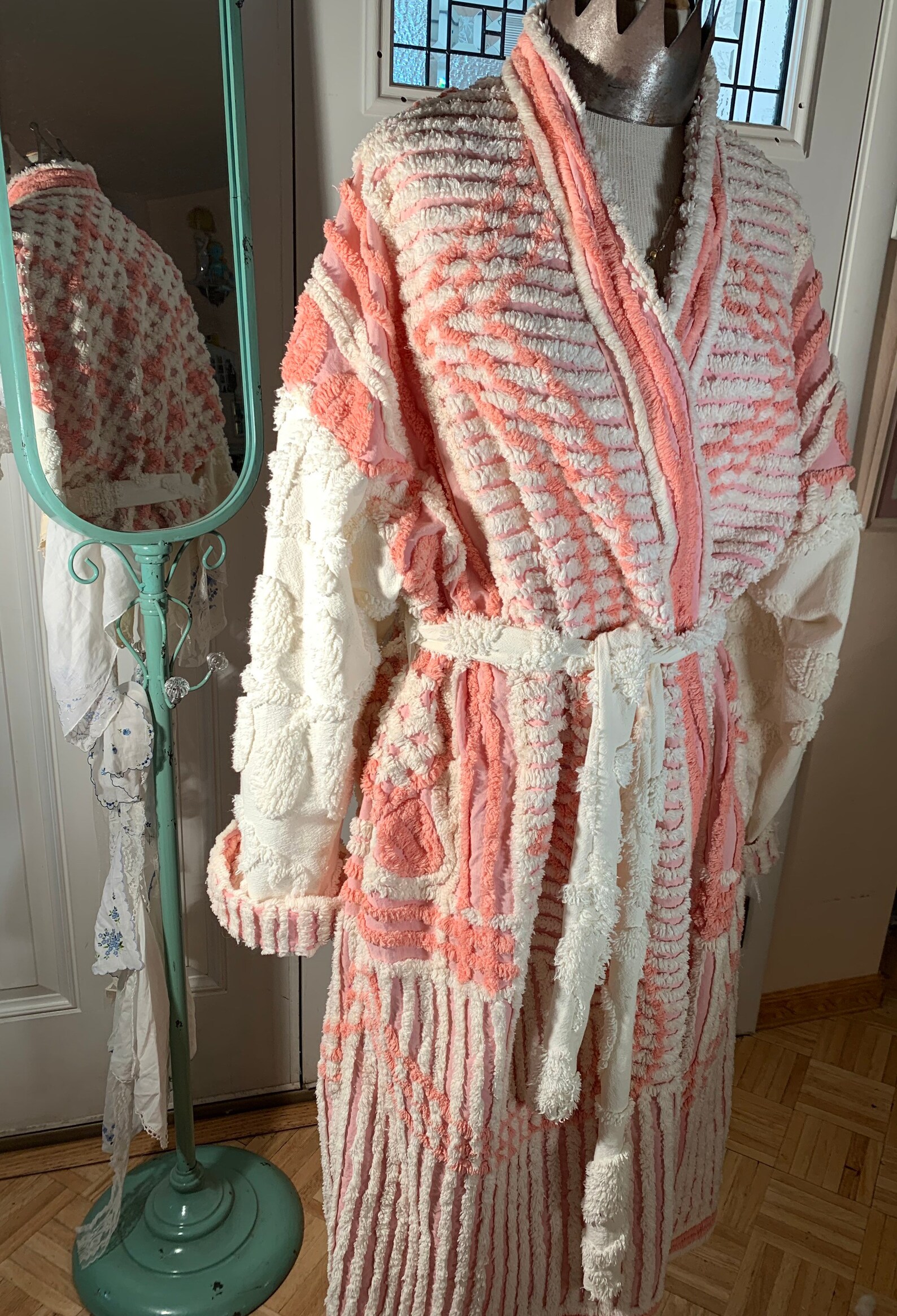 XL Heavy Plush peaches and Whipped Cream Chenille Bathrobe | Etsy