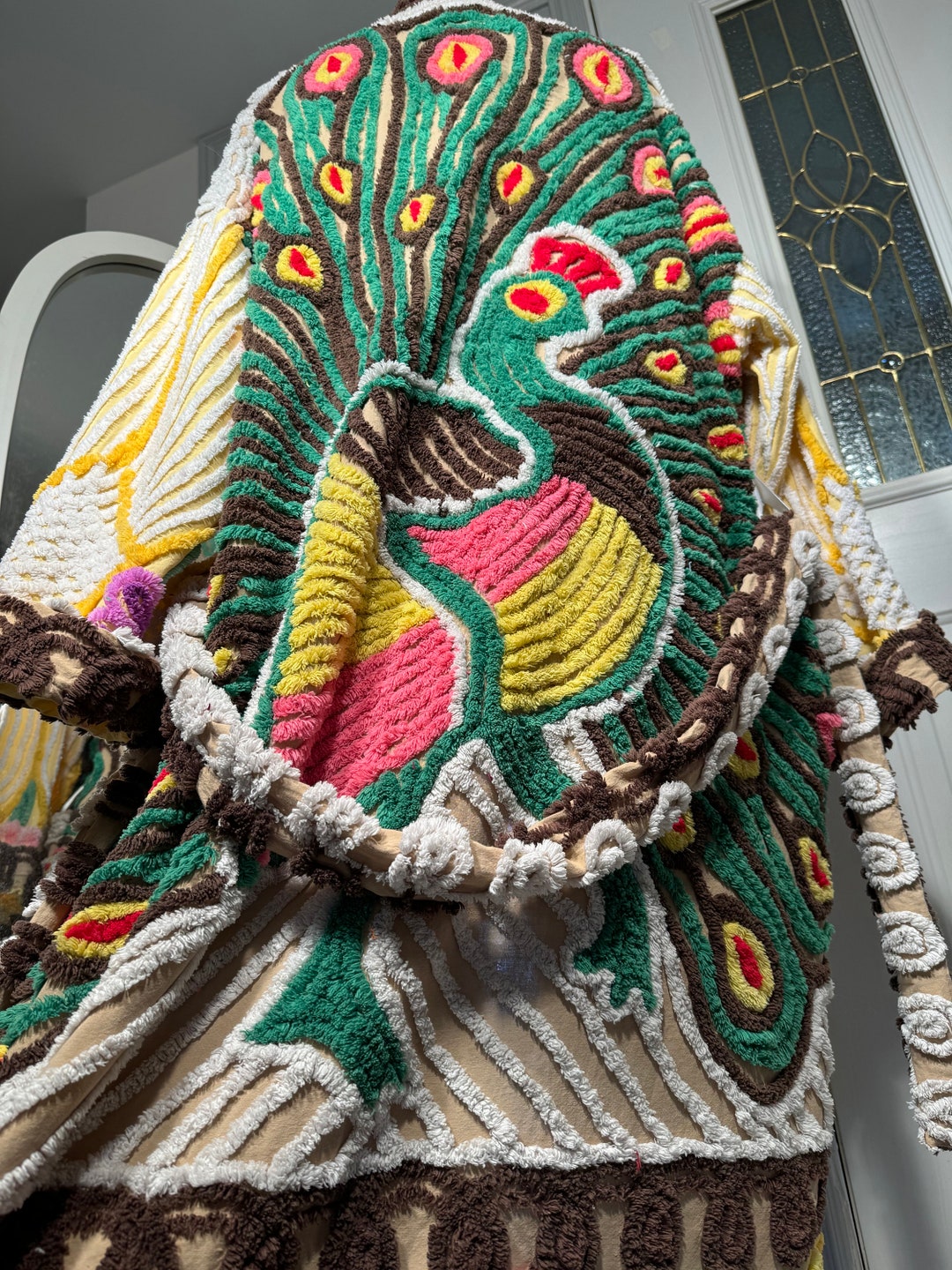 3XL Super Plush, Heavy and RARE “strutting Peacock” Vintage Chenille ...