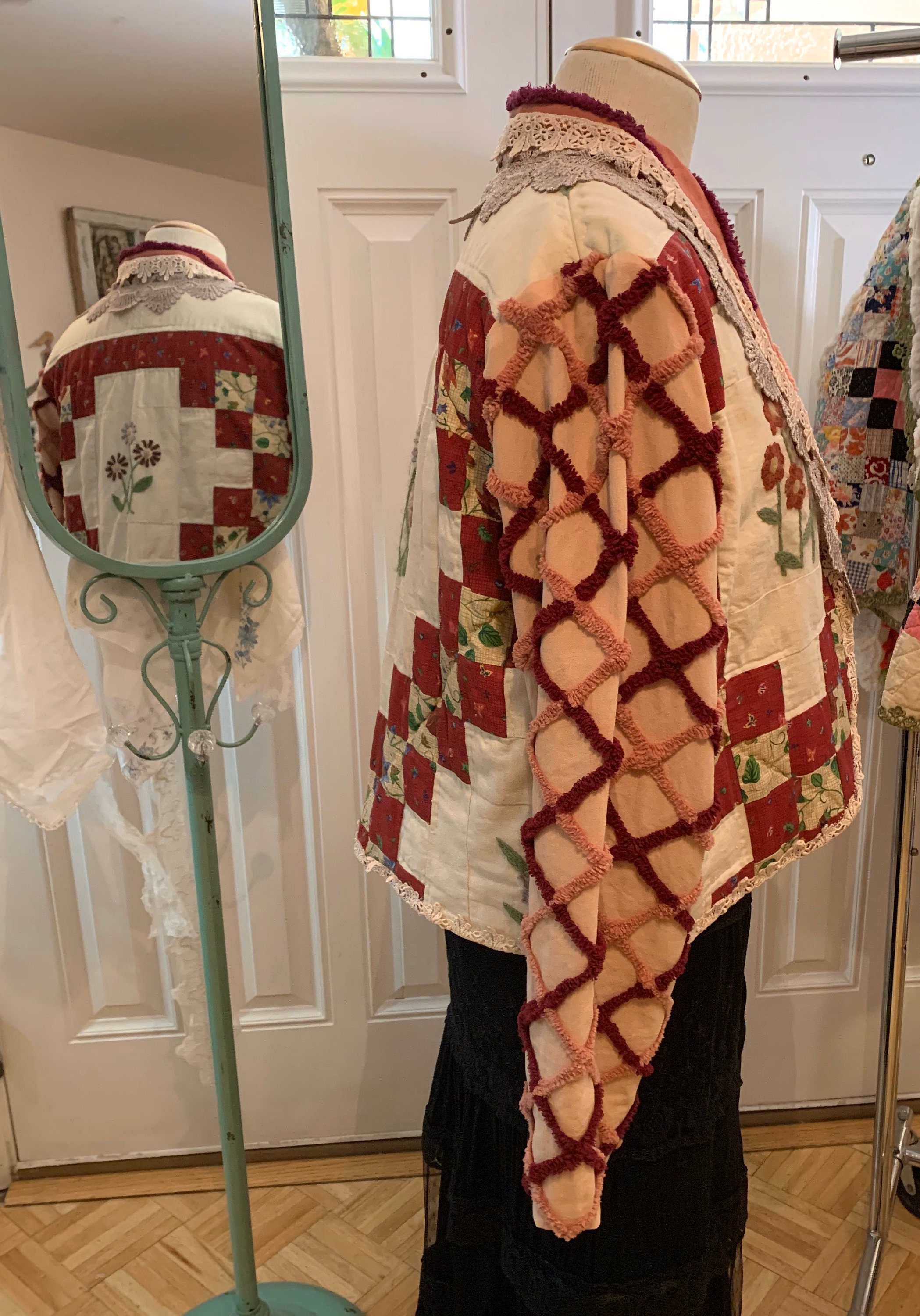 Upcycled Embroidered Quilt and Chenille Jacket - Etsy