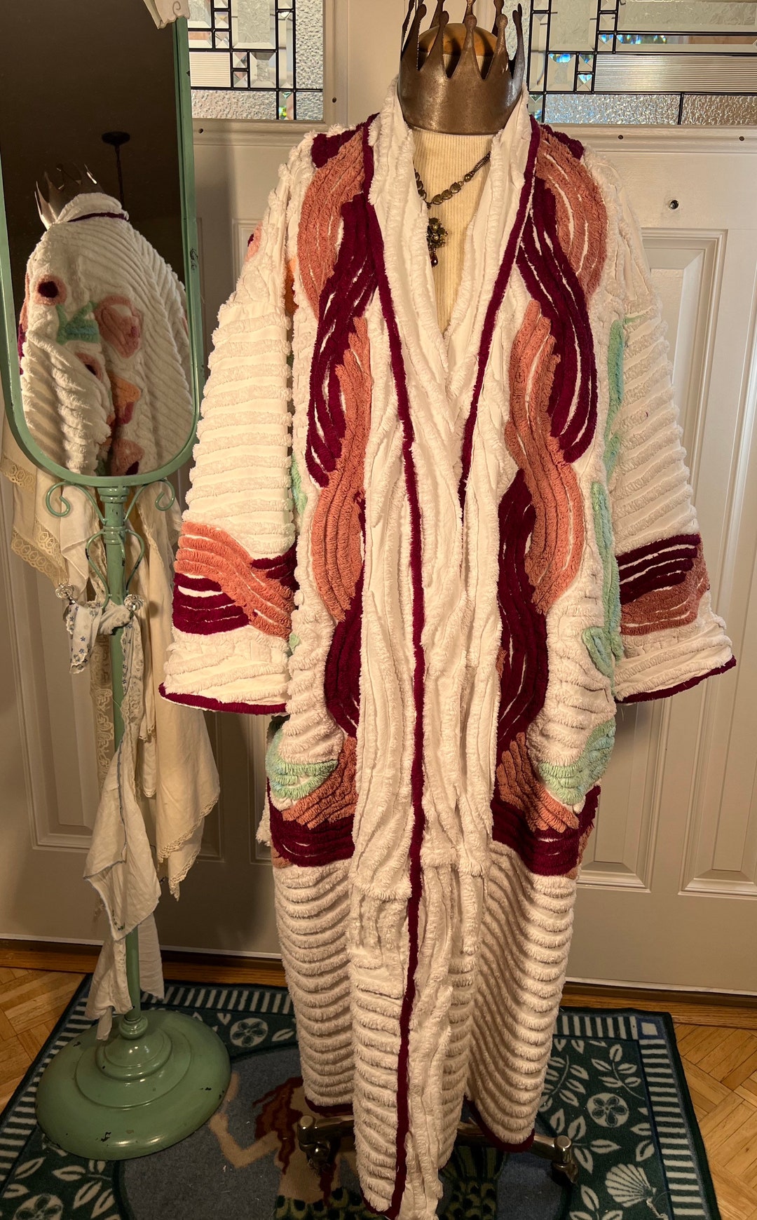 Large Super Plush Heavy and Long “merlot Ribbon” Chenille Bathrobe ...