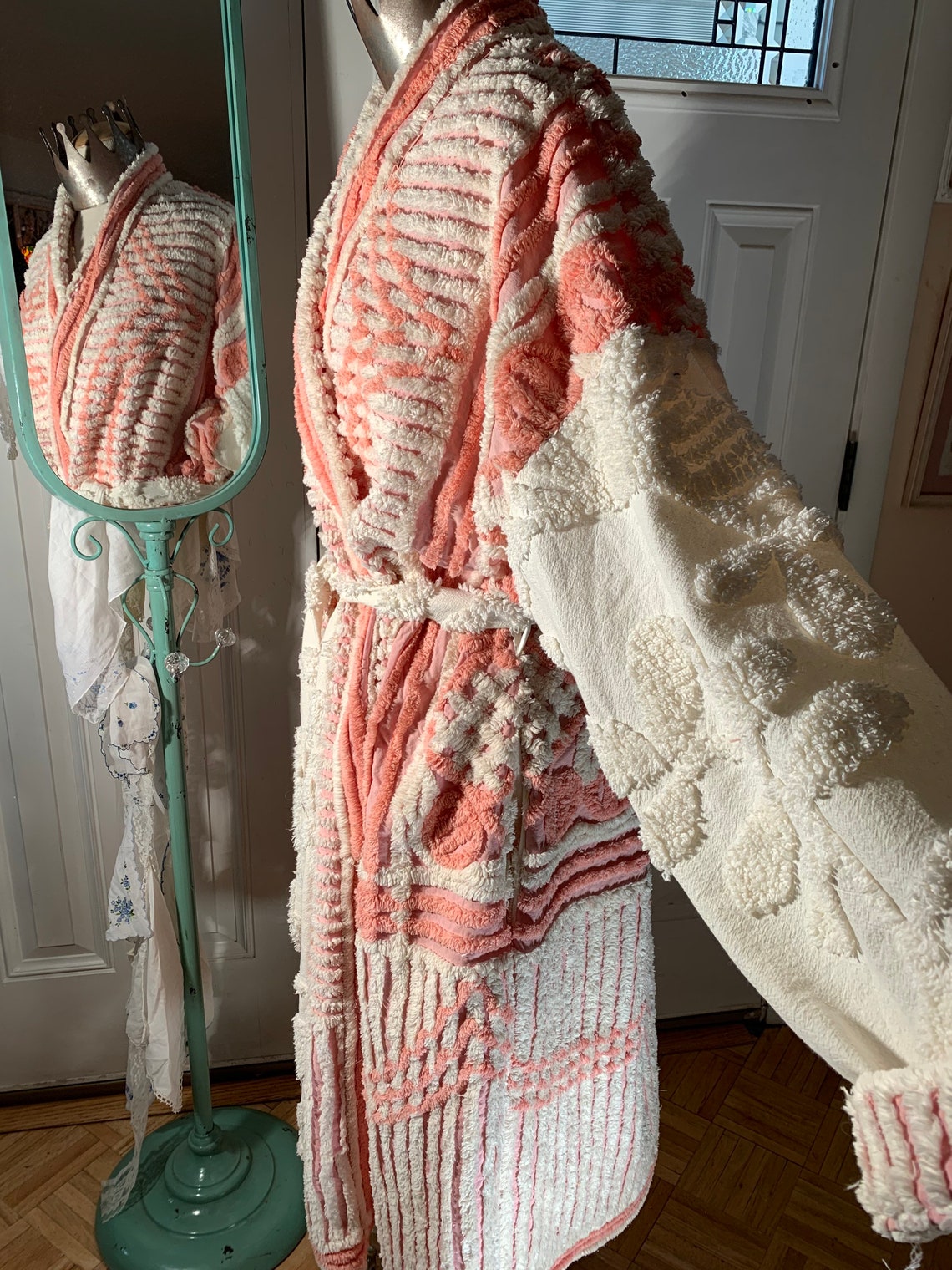 XL Heavy Plush peaches and Whipped Cream Chenille Bathrobe | Etsy