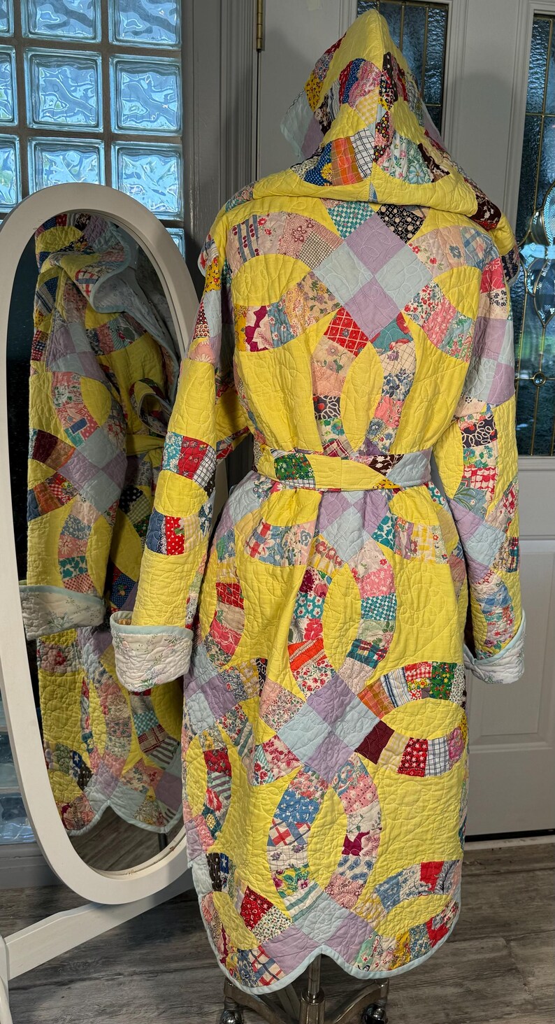 XL Long and Heavy ‘double Wedding Ring’ Patchwork Coat Upcycled From ...