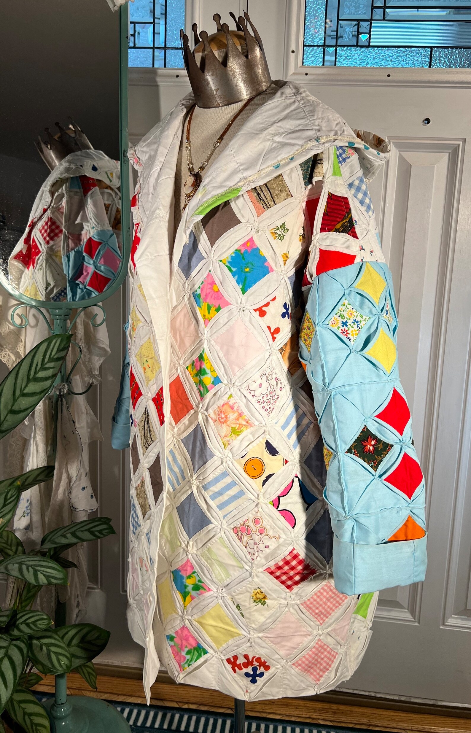Large Combo ‘cathedral Window’ Patchwork Coat Upcycled From Vintage ...