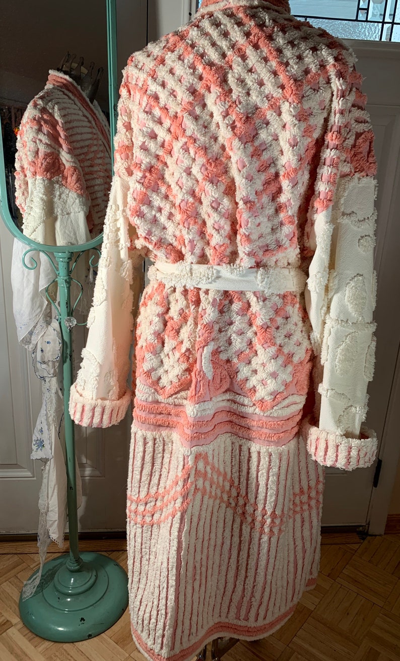 XL Heavy Plush peaches and Whipped Cream Chenille Bathrobe | Etsy