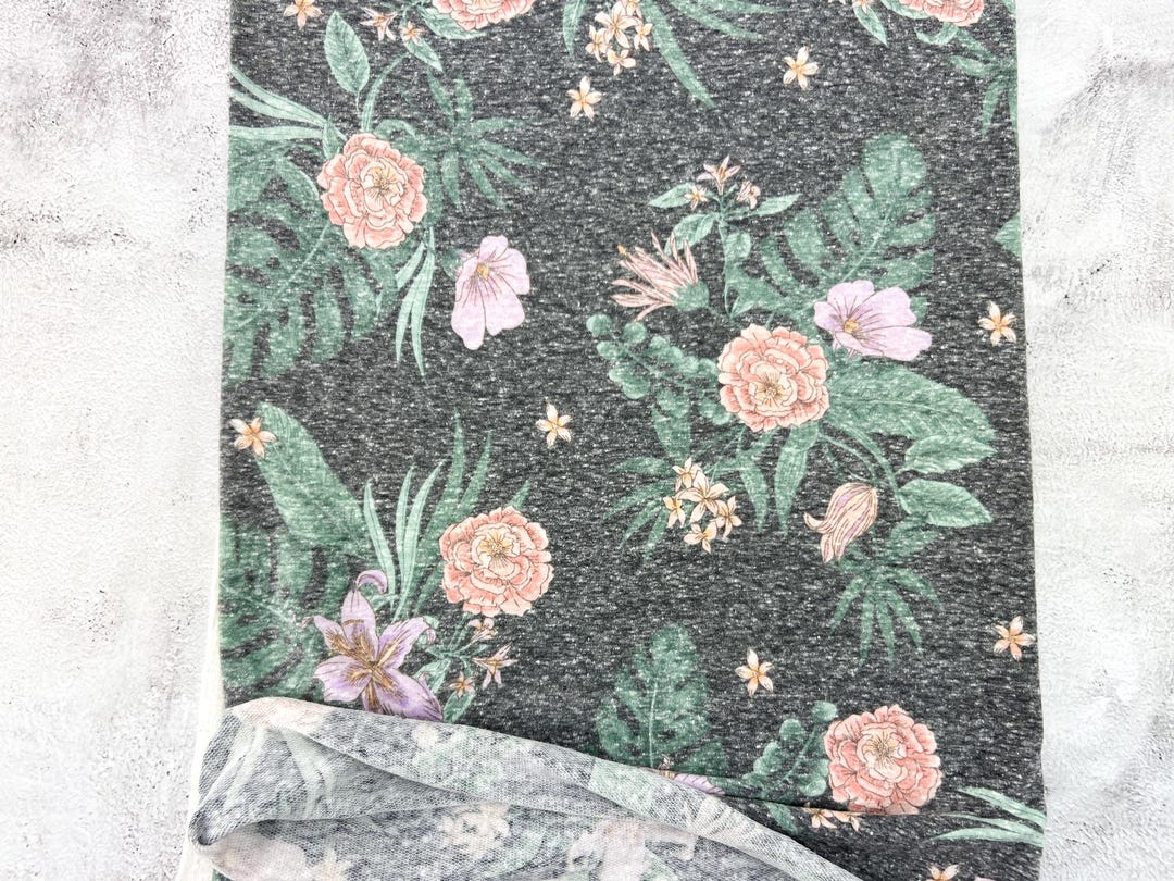 Heather Floral Baby French Terry Knit Fabric Remnant 1 Yard - Etsy