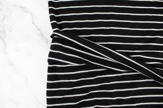 Black and off White Stripe Slub Knit Jersey Fabric by the Yard PDK00743 Etsy UK