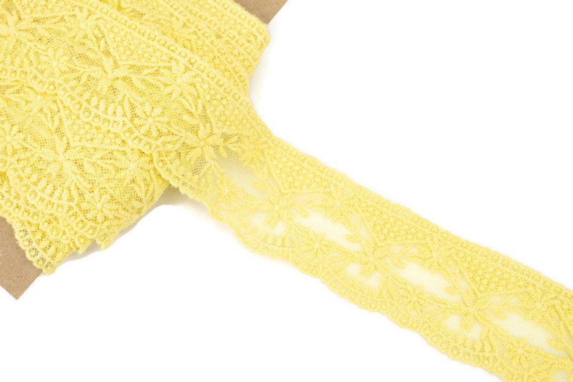 Yellow Embroidered Floral Lace Trim 2 Inches Width X 9.75 - Etsy