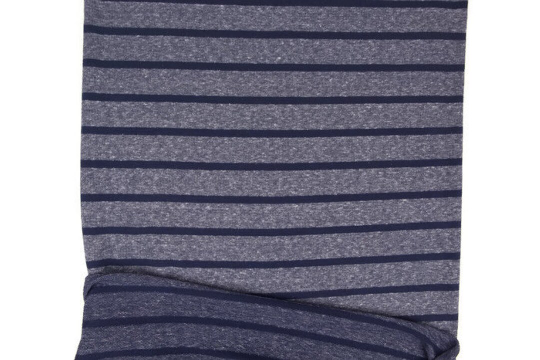 Heather Blue Stripe Baby French Terry Knit Fabric by the Yard Extra ...