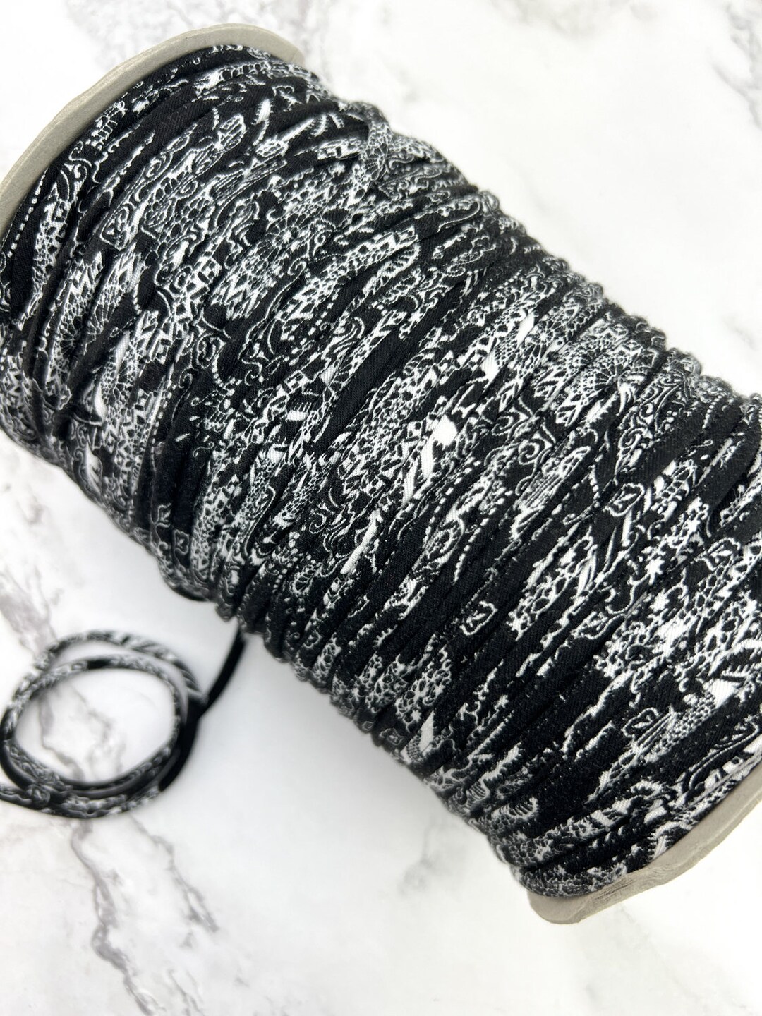Black and White Floral Lace Print Trim Spaghetti Straps Hollow Tube ...