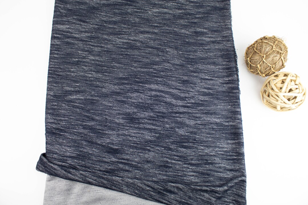 Heather Dark Blue Baby French Terry Knit Fabric by the Yard - Etsy