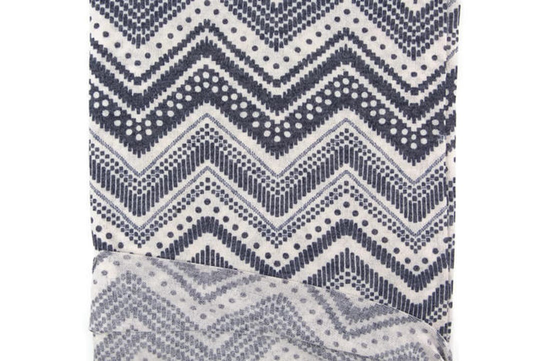 Heather Blue and Cream Chevron Sweater Knit Fabric 1 Yard and 25 Inches ...