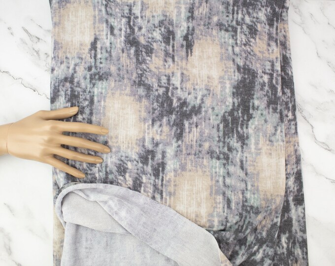 Lavender Beige Multi Abstract Baby French Terry Knit Fabric Remnant 2. ...