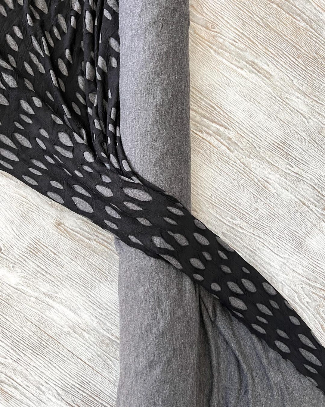 Black and Gray Deconstructed Distressed Knit Fabric With Holes by the ...