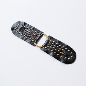 2 Pieces of Black Faux Leather Riveted Straps With Large D Ring Center ...