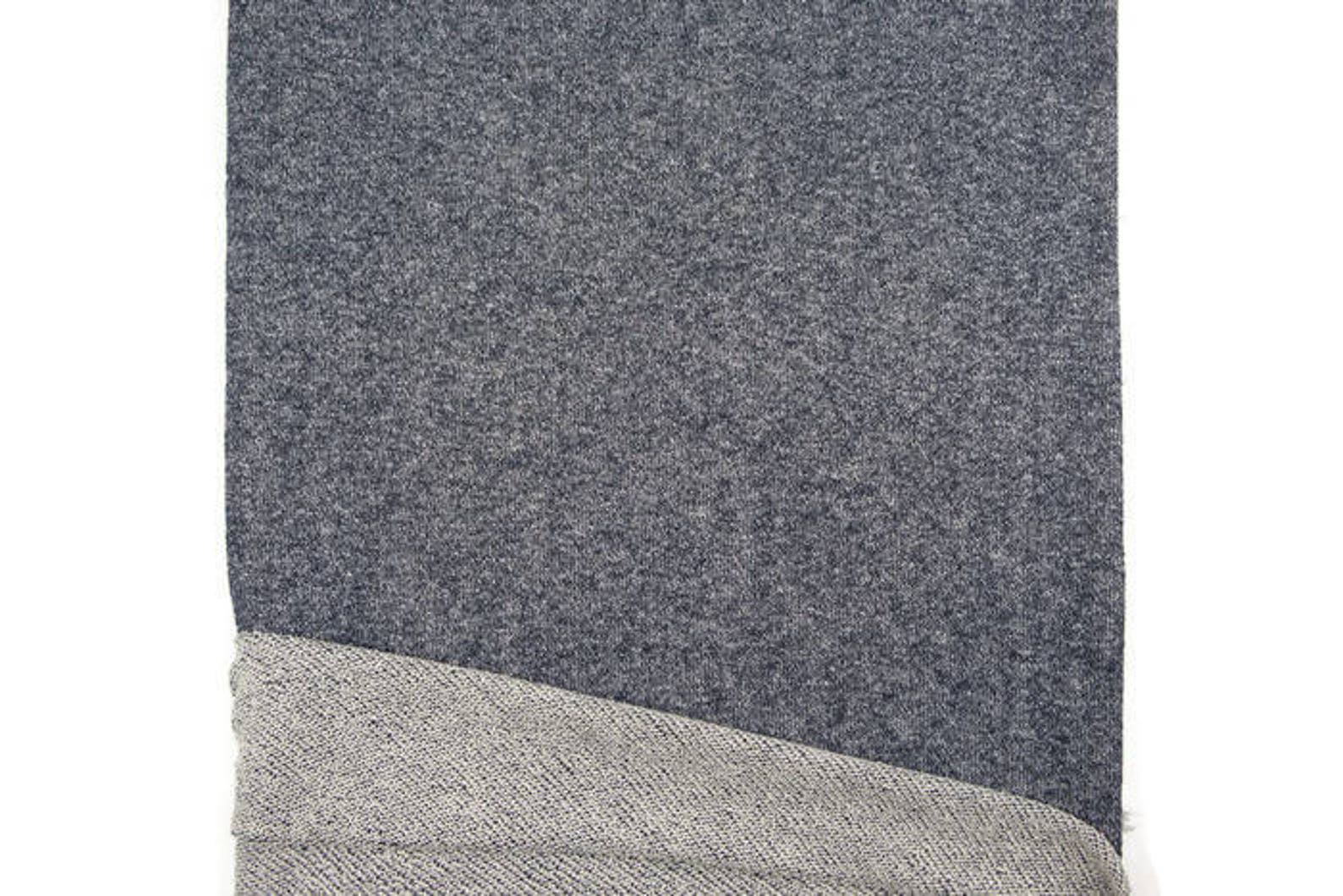 Heather Dark Blue French Terry Knit Fabric With Metallic Silver - Extra ...