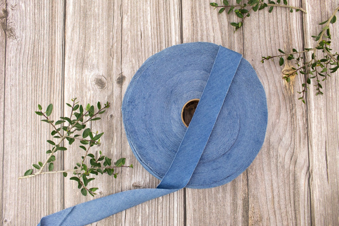 Light Blue Denim Woven Bias Tape Binding Trim Notion1.25 Inches Width X ...