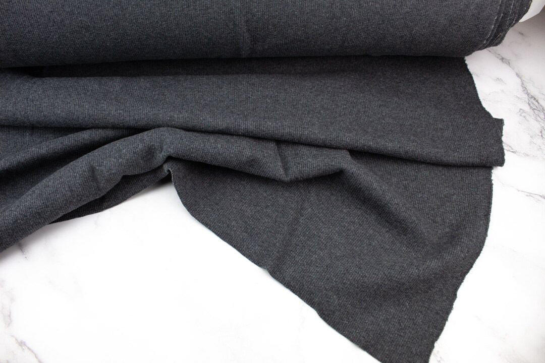 Heather Dark Gray Rib Knit Medium Weight for Ribbing and Cuffs by the ...