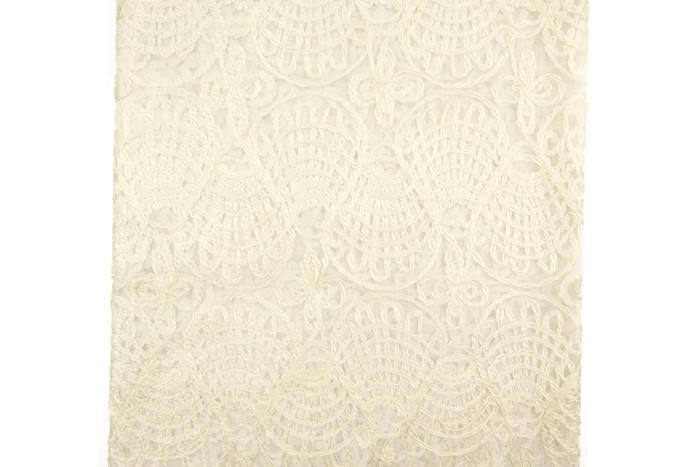 Cream Fancy Embroidered Mesh With Glitter Fabric by the Yard LMS00136R ...