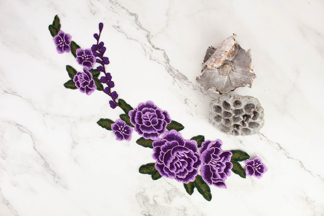 Purple Floral Applique APP00283 - Etsy