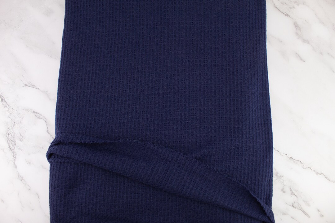 Blue Brushed Thermal Waffle Sweater Knit Fabric Remnant 3 Yards ...